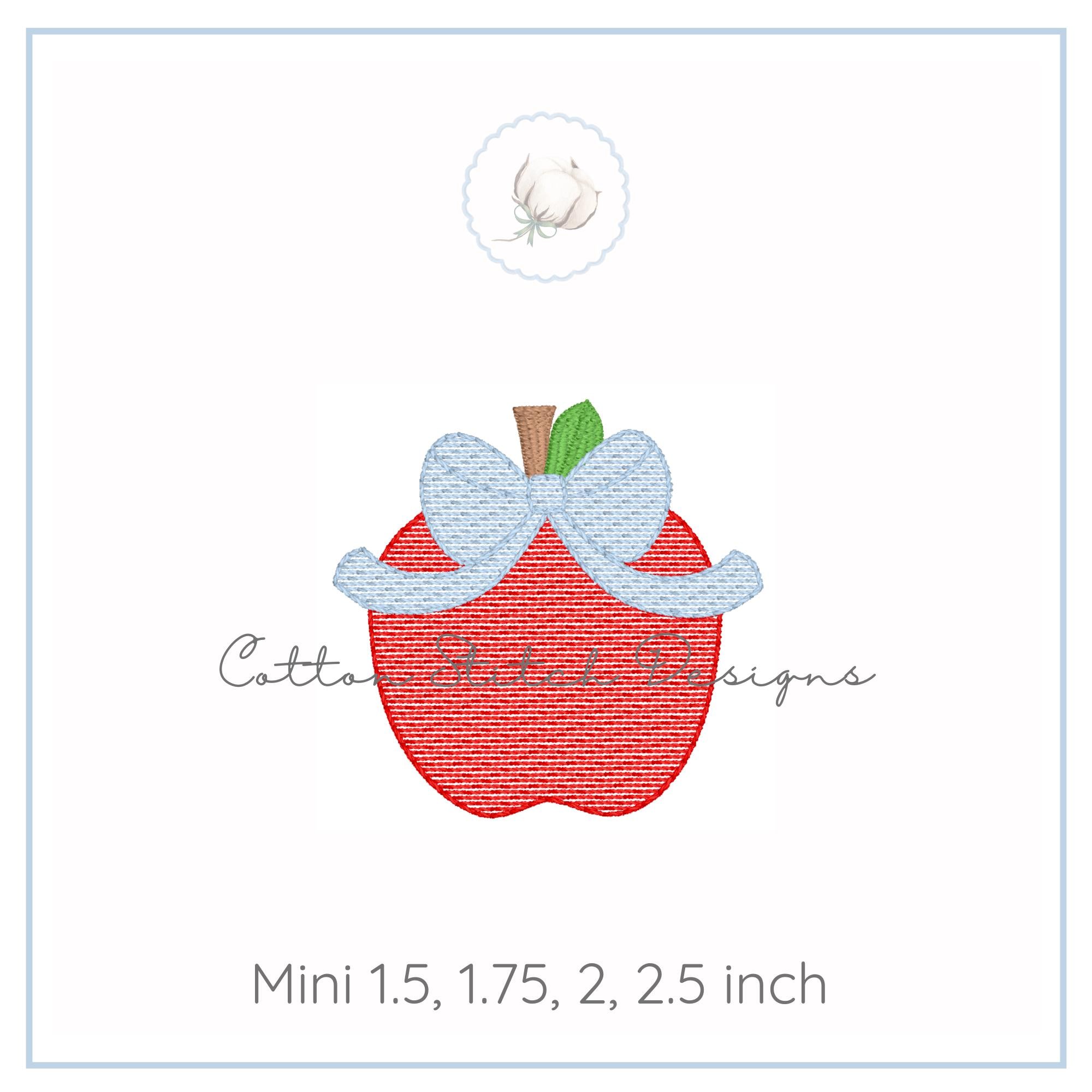 Mini Apple With Bow Sketch Stitch Embroidery Design - Etsy