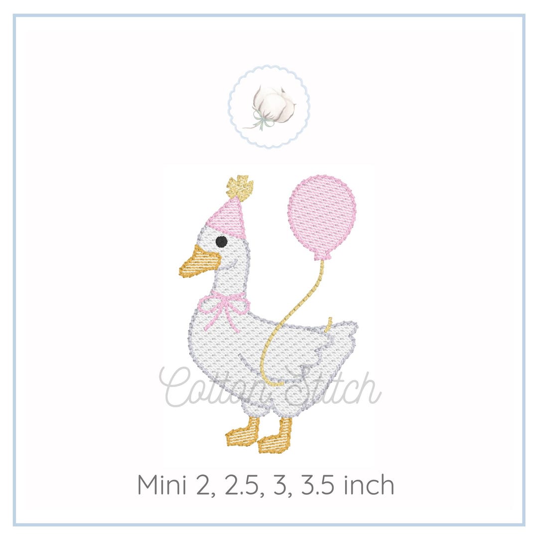 Mini Birthday Goose Balloon Sketch Stitch Machine Embroidery Design ...
