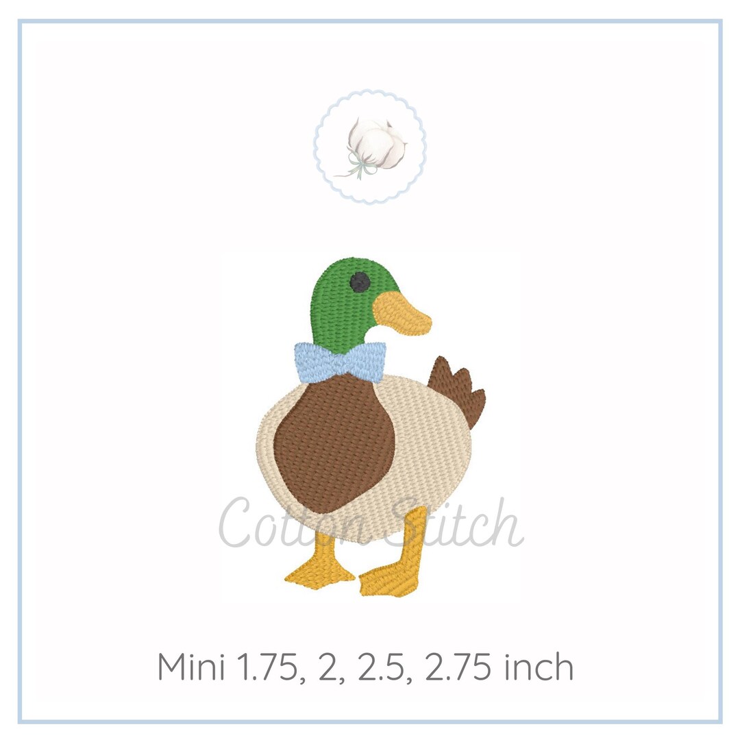 Dapper Mallard Duck Bow Tie Fill Stitch Embroidery Design (digital ...