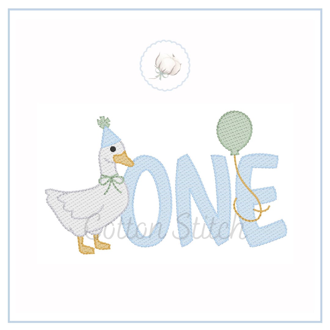 One Silly Goose Sketch Machine Embroidery Design, First Birthday Goose ...