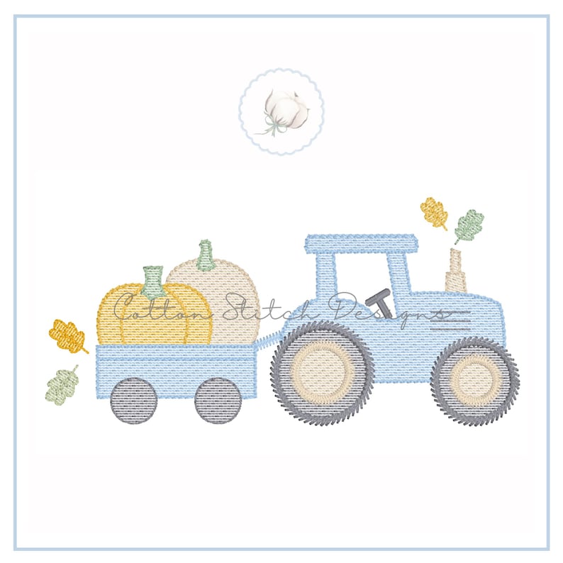 Pumpkin Farm Tractor Sketch Stitch Embroidery Design Digital Download ...