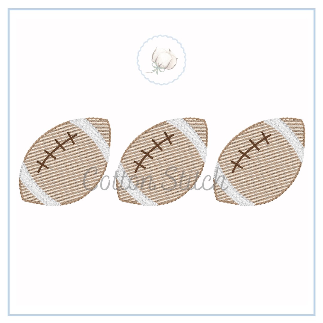 Football Trio Sketch Stitch Machine Embroidery Design, Light Fill Quick ...