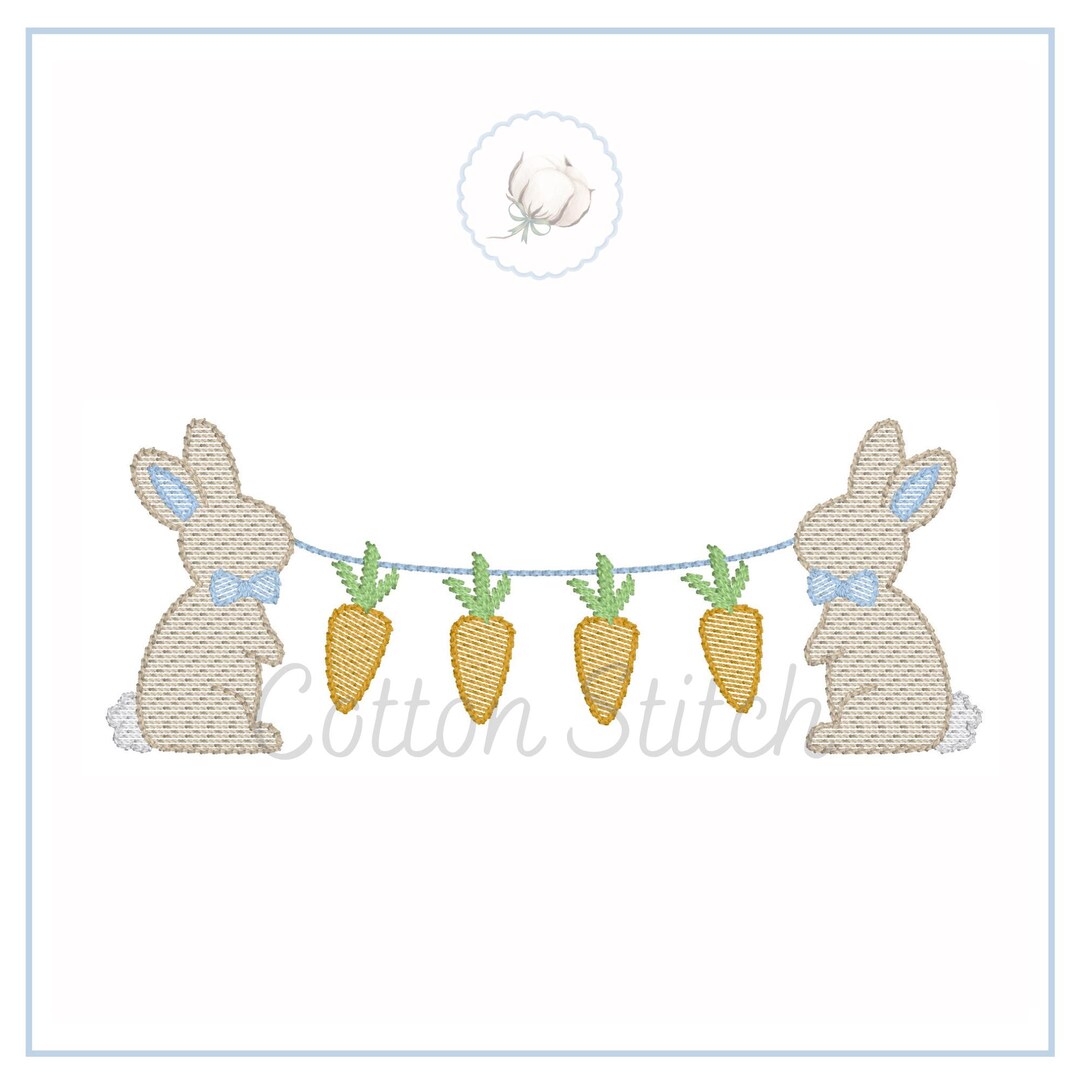 Bunny Carrot String Sketch Stitch Embroidery Design (digital Download ...