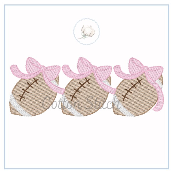 Football Trio Sketch Stitch Machine Embroidery Design, Light Fill Quick ...