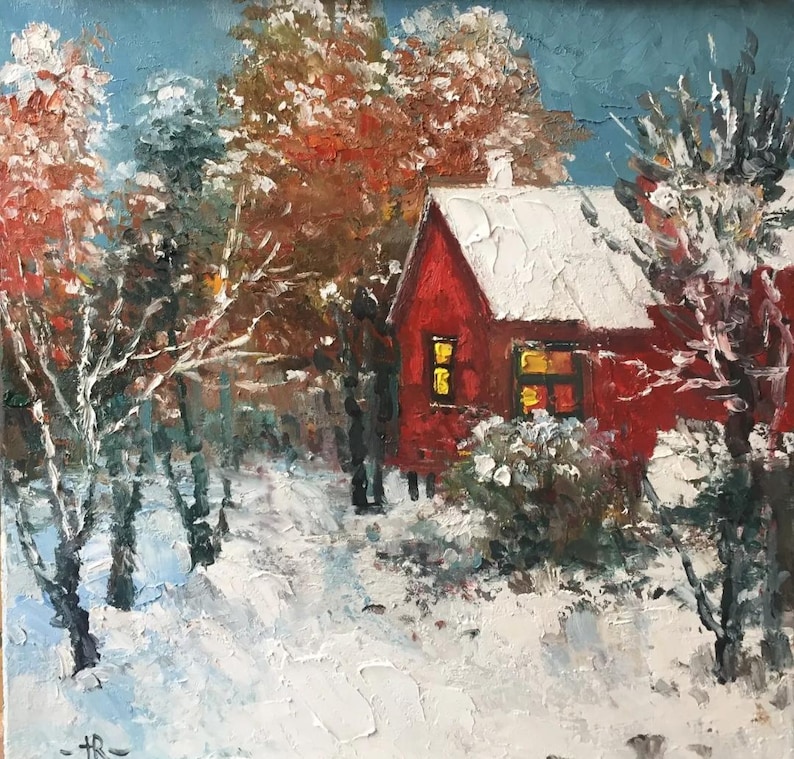Original Oil Painting on Canvas 16x16" Pallet Knife Textured Impasto ...