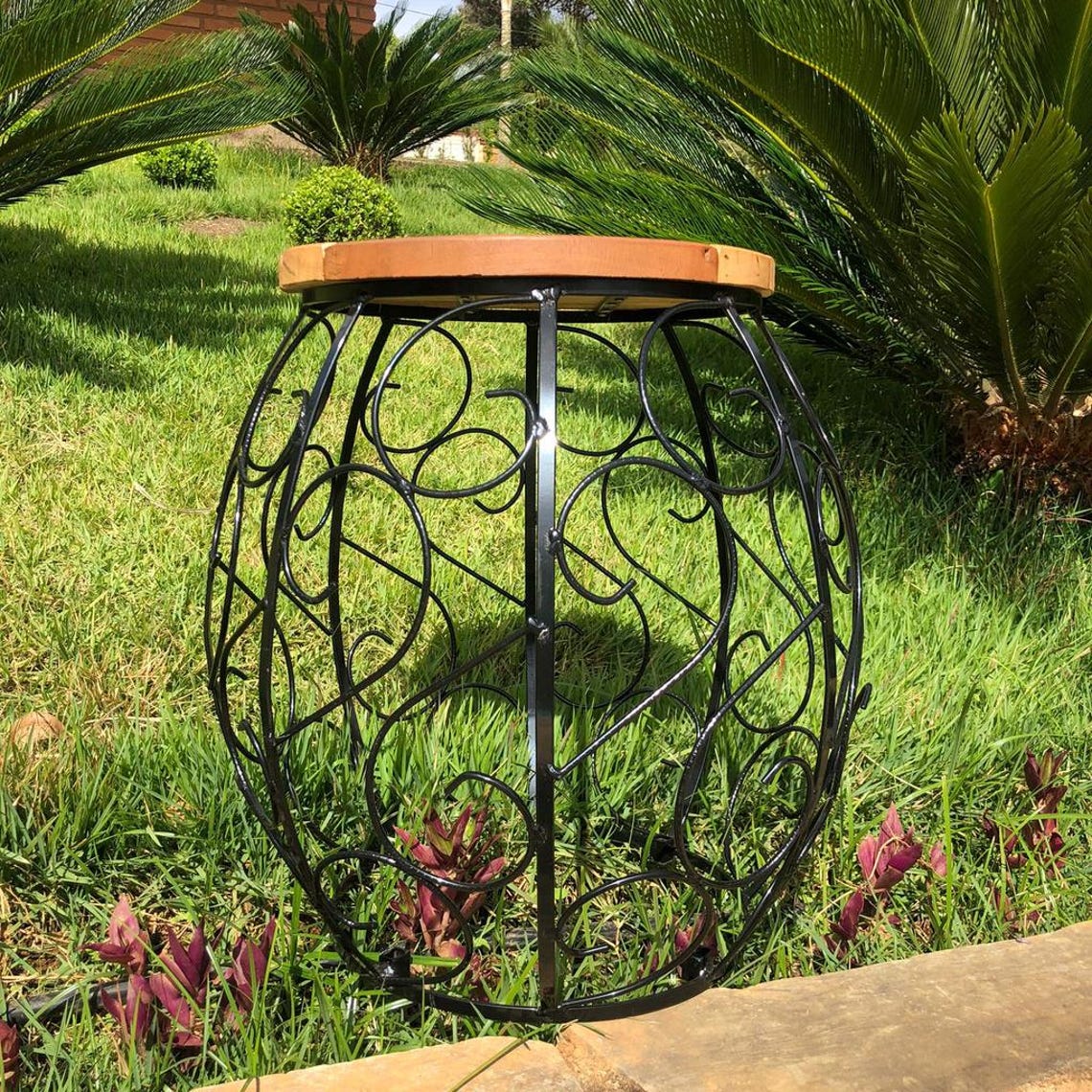 Barrel Bench Arabesque Stool Rococo Rustic Iron Recycled Demolition ...