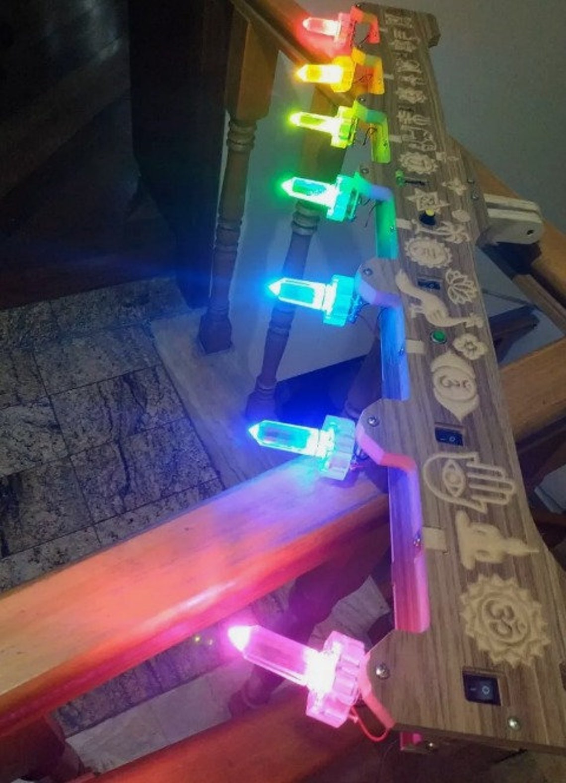 CRYSTAL Light Bed CHROMOTHERAPY Quartz W Pedestal 7 CHAKRAS Reiki ...