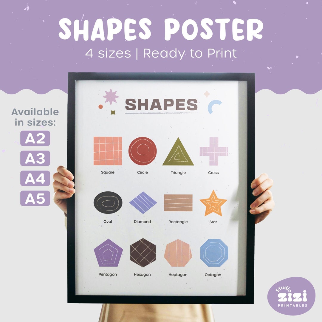 Shapes Poster, Printable Poster, Basic Shapes, Montessori Printable ...