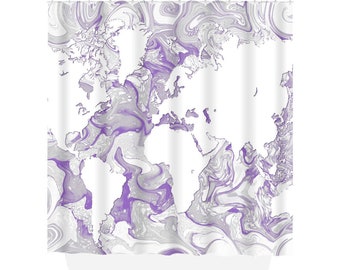 Shower Curtains World Map Shower Curtain Bath Mat Gray | Etsy