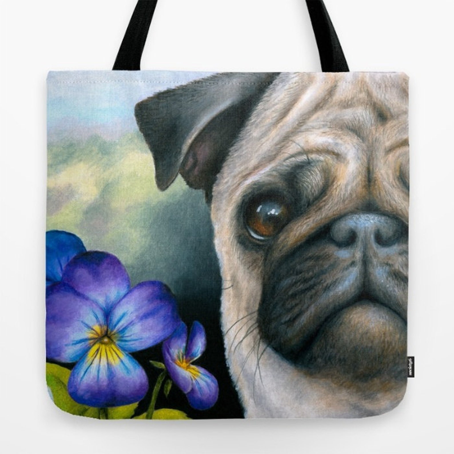 Tote Bag Dog Tote Bag Pug Tote Bag Dog 133 Pug Purple | Etsy