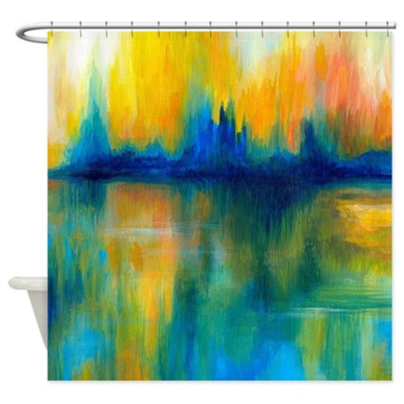 Shower Curtains Art Shower Curtain Bathroom Abstract 14 Orange | Etsy