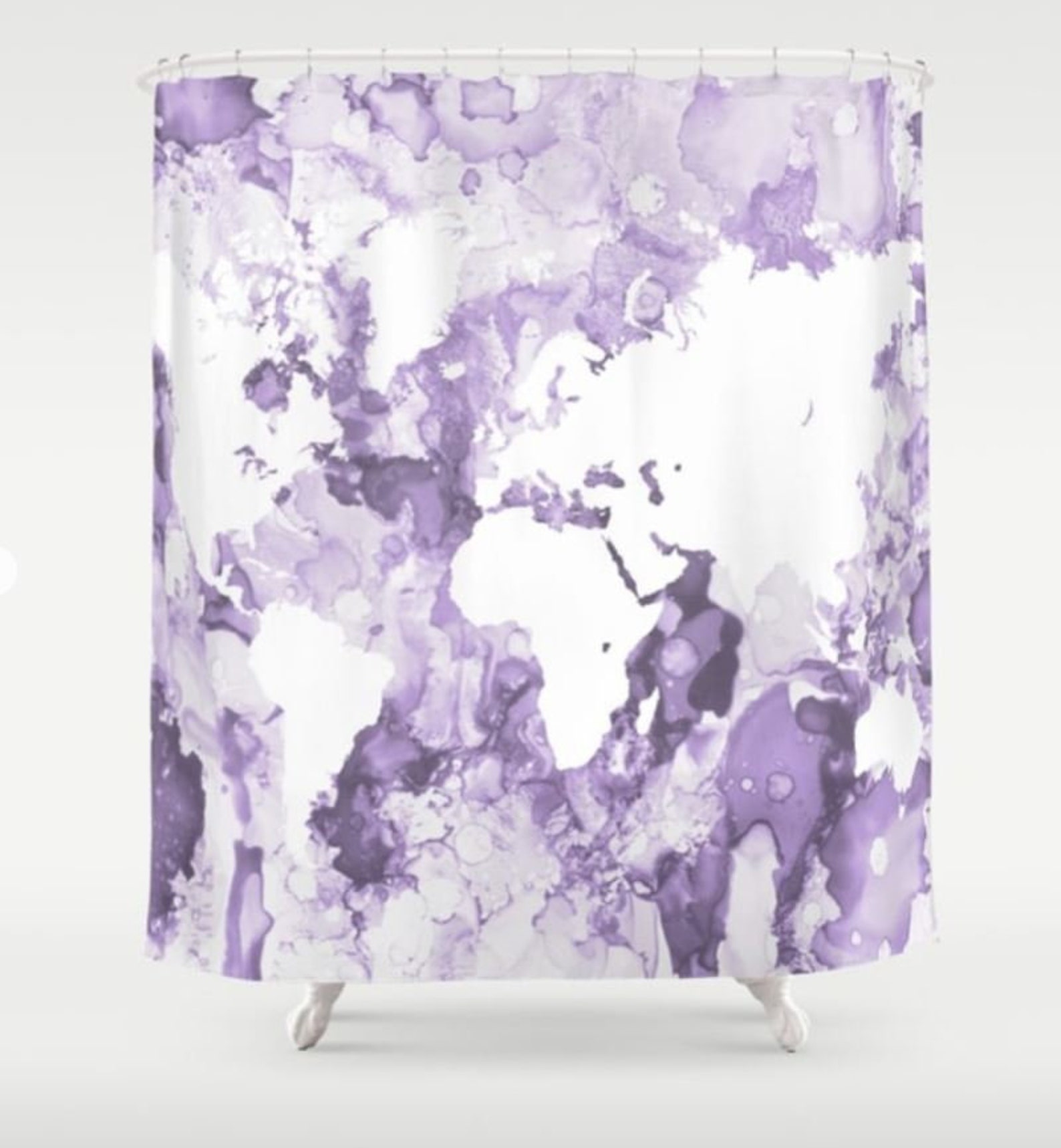 Shower Curtains World Map Shower Curtain Purple Shower - Etsy