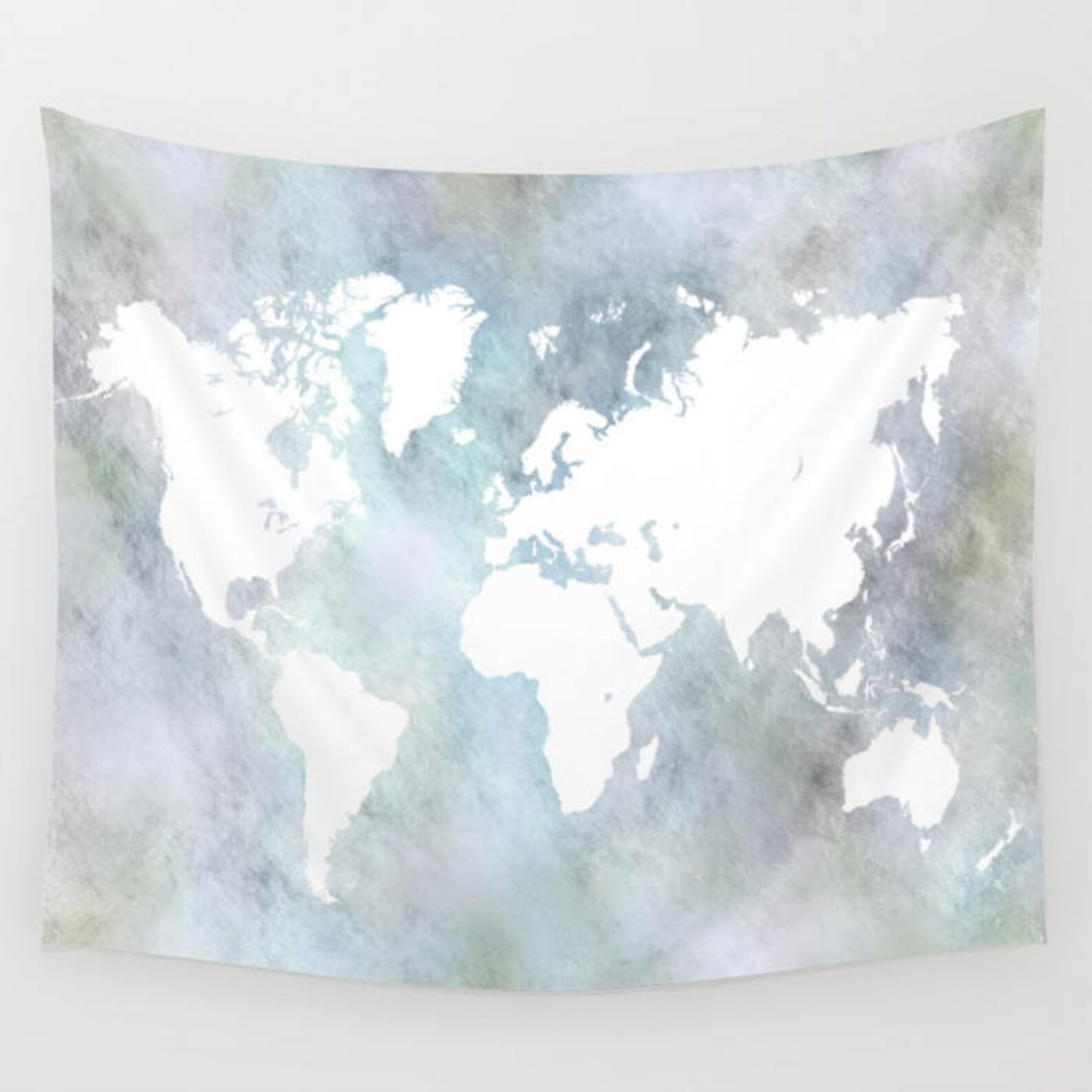 Wall Tapestry Wall Hanging World map light blue grey Design | Etsy