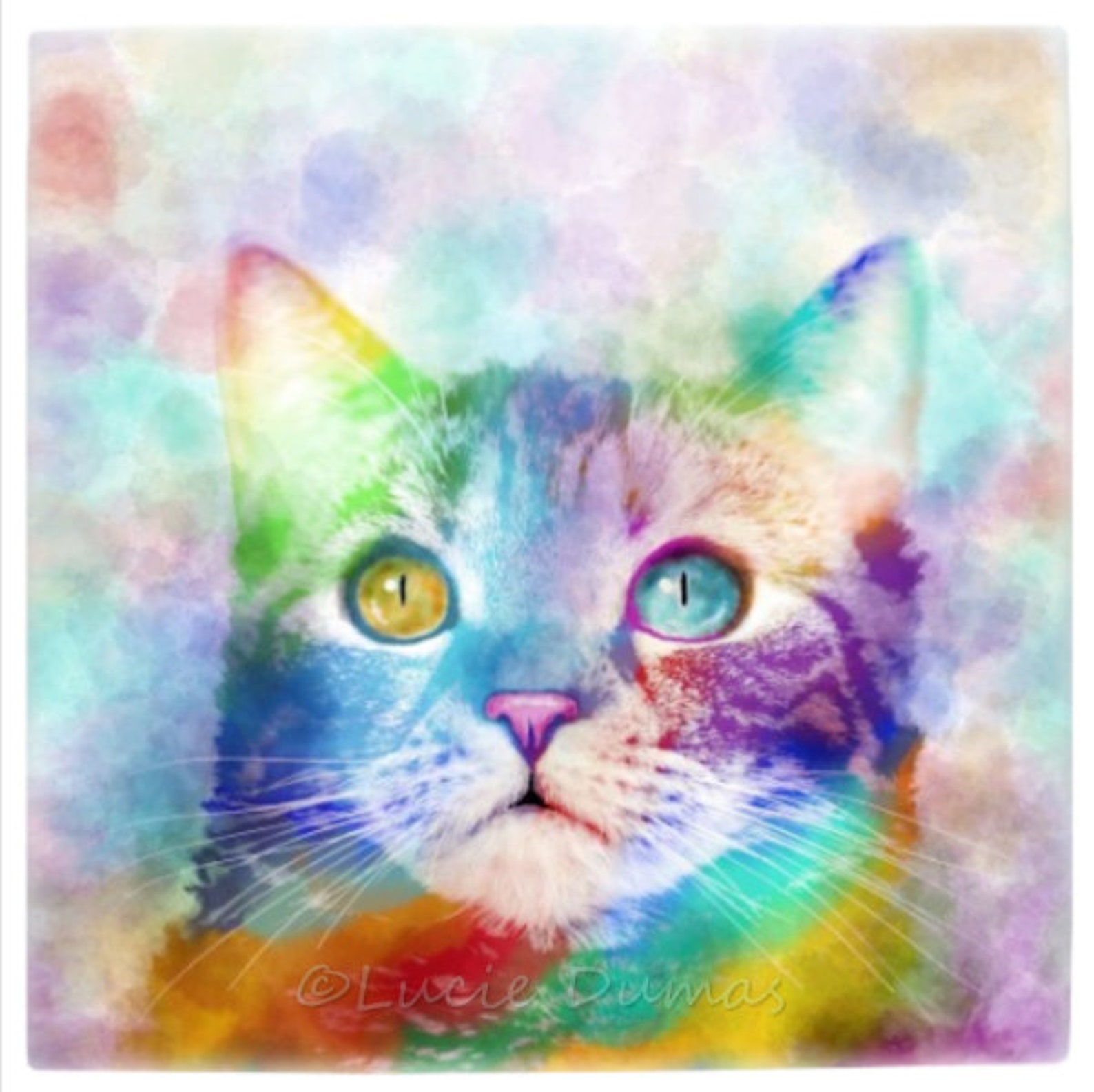 Ceramic Tile 6x6 or 8x8 Inches Cat 663 Multicolor Art - Etsy