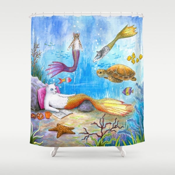 Mermaid Turtle Shower Curtain - Etsy