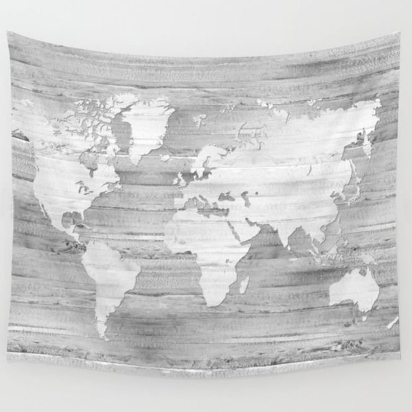 Grayscale World Map - Etsy