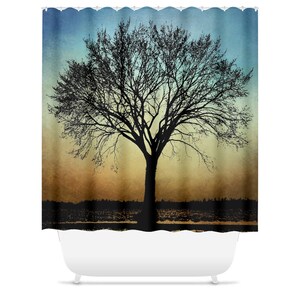 Shower Curtains, Tree Shower Curtain, Brown Blue Shower Curtain, Bath ...