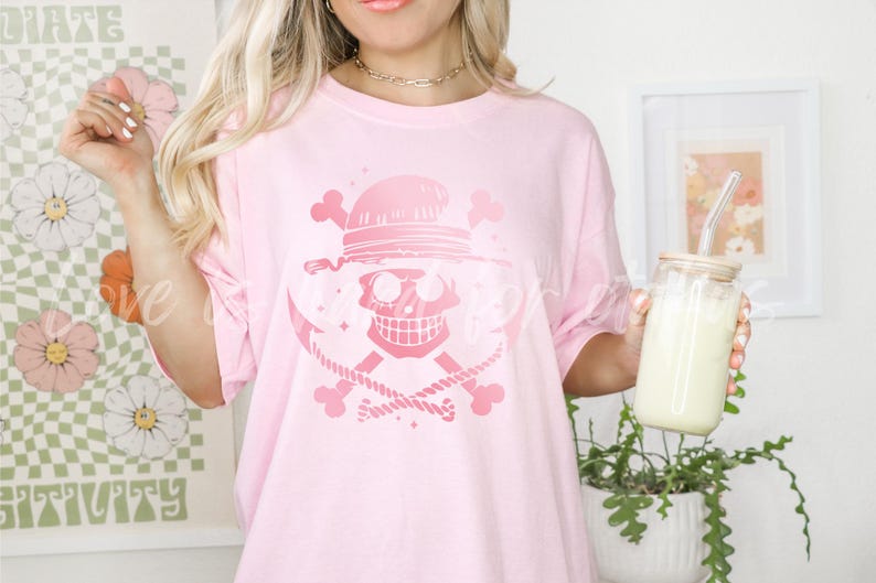 Cute Straw Hat Pirates Jolly Roger Flag T-shirt Nakama, Cute Anime ...