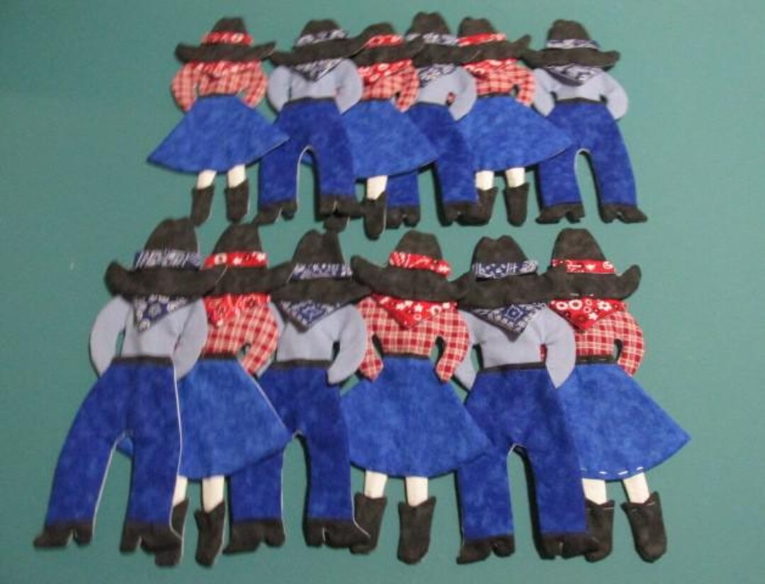 Quilt Appliques 6 Cowboy and 6 Cowgirls Press and Sew Style Cbcg3 Item ...