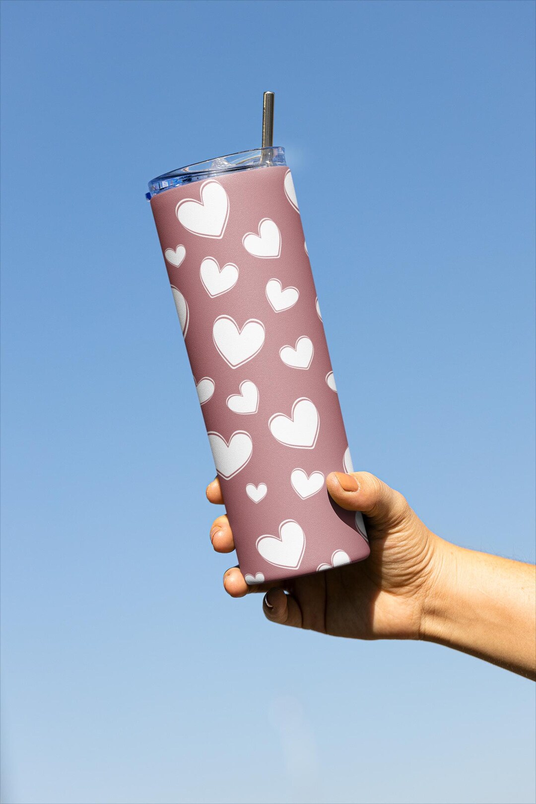 White Heart Skinny Tumbler Choose From 7 Colors Insulated, Powder ...