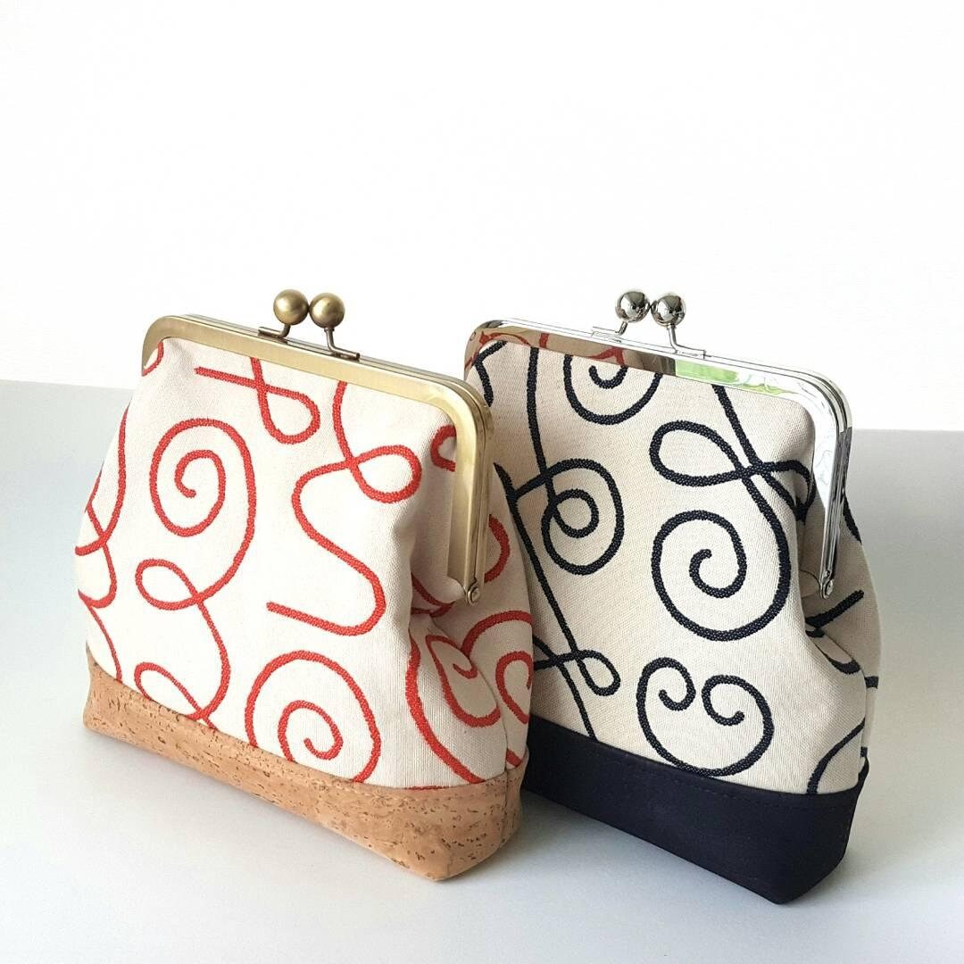 Cork Trim Satchel: Modern Swirl Design, Kiss Lock Closure - Etsy