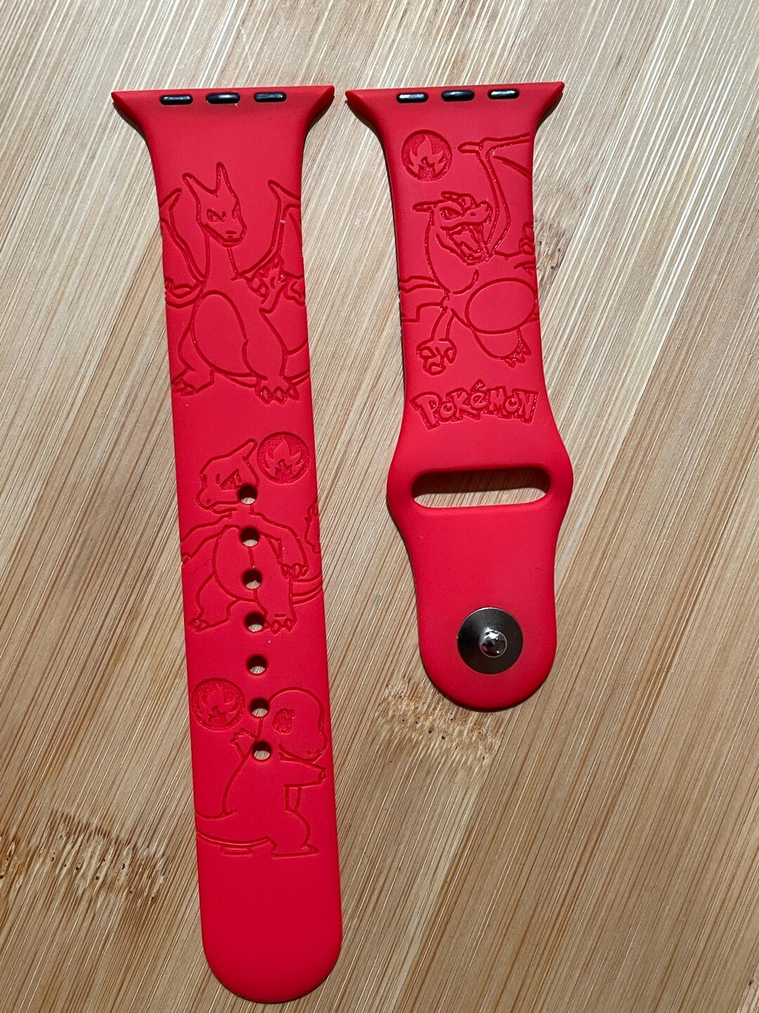 Anime Fire Character Themed Engraved Design on a Silicone Watch Band ...
