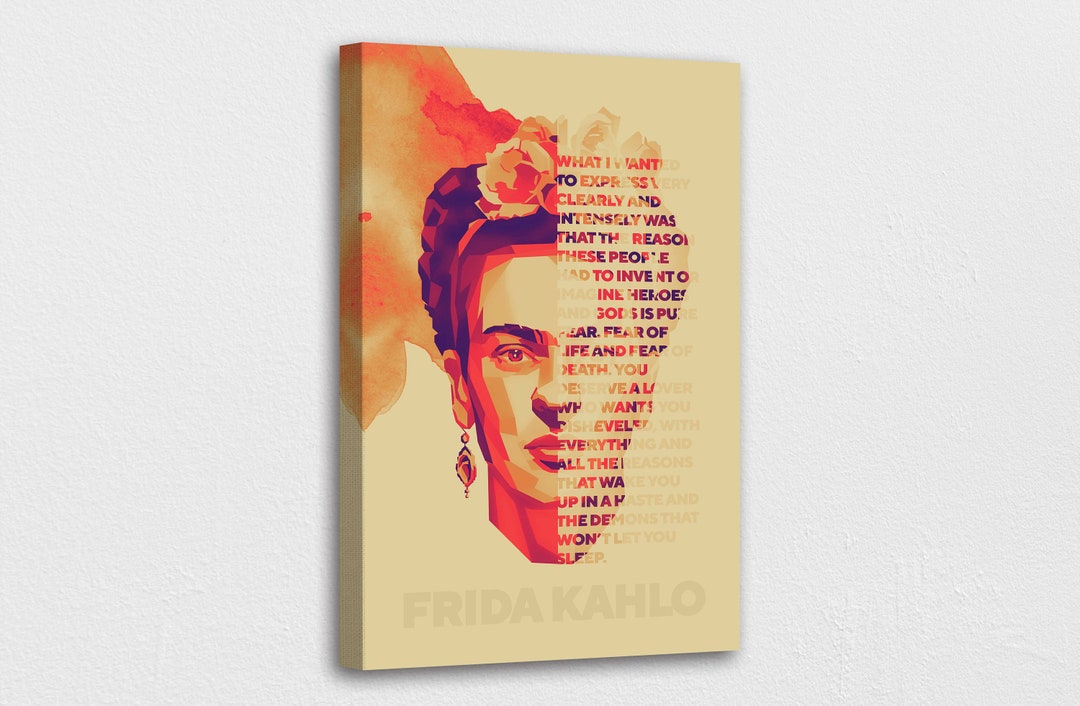 Frida Kahlo Motivational Quote Art Print Bold Geometric Portrait on ...