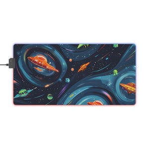 Space Themed Alien Spaceship Fight LED Gaming Mouse Pad - Etsy