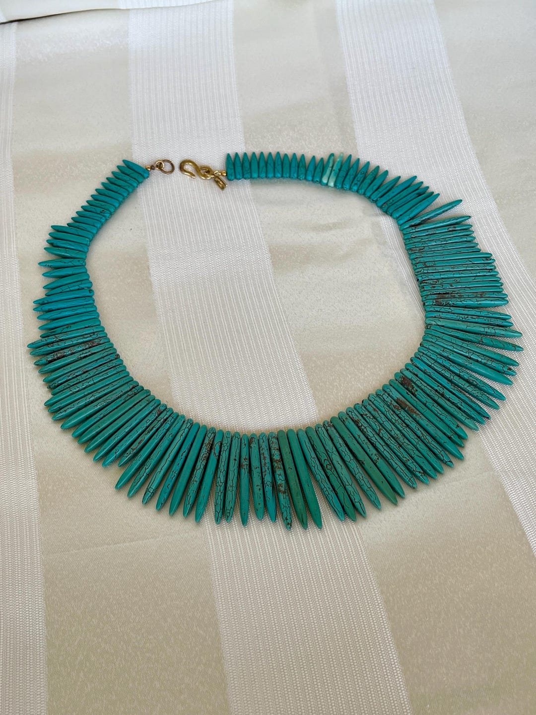 Vintage Kenneth Lane Stone Turquoise Fringe Bib Necklace - Etsy