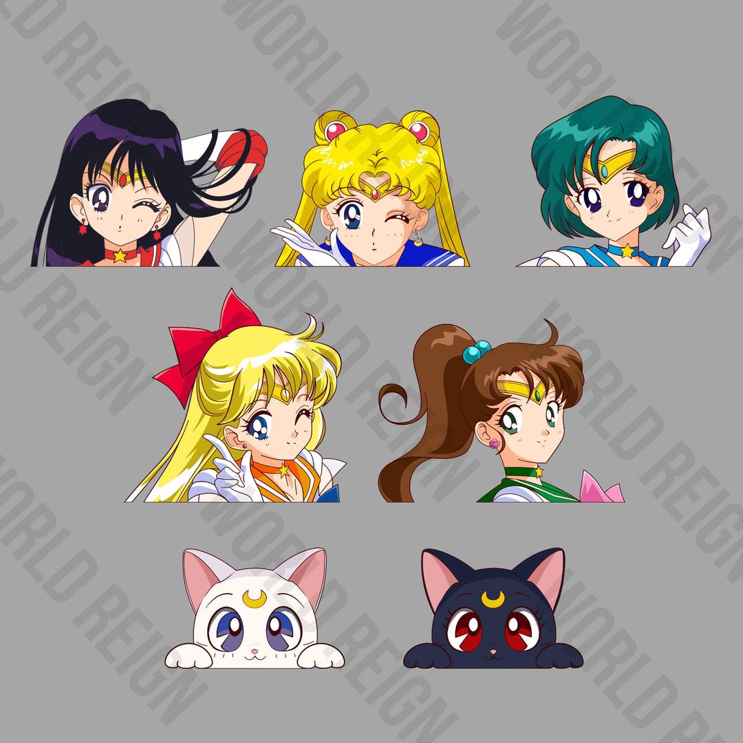 Cute Magical Girls Peekers Vinyl Stickers Kawaii Car Decal Anime Moon ...