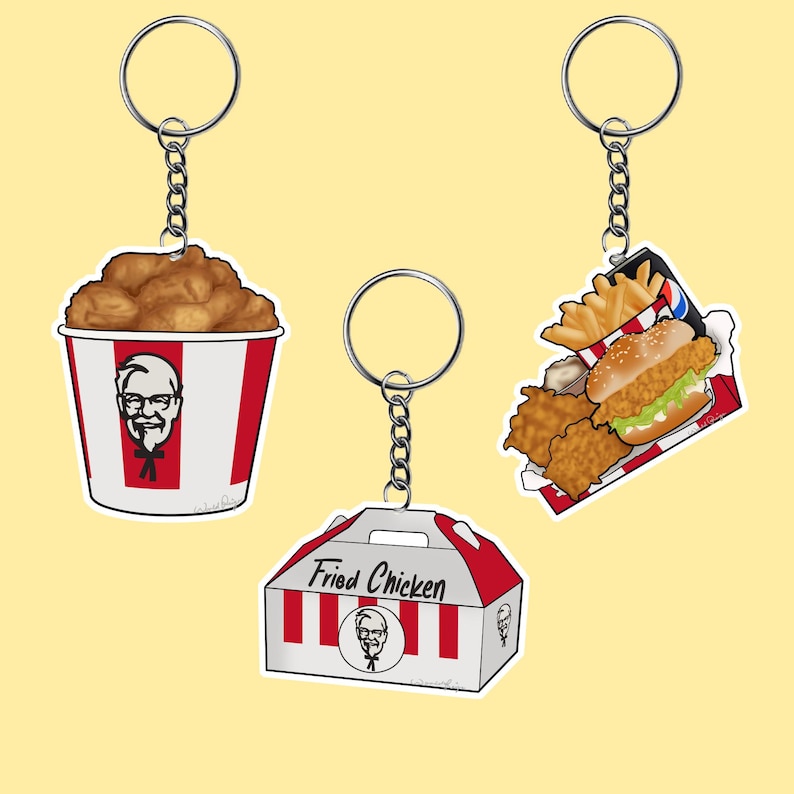 KFC Keychain Fried Chicken Fast Food Keyrings - Etsy