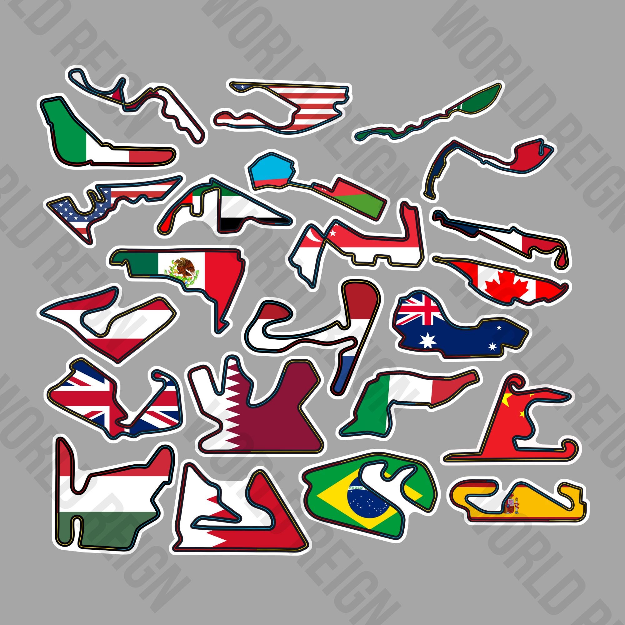 F1 Circuit Stickers Formula 1 Race Track Vinyl Stickers F1 Stickers - Etsy
