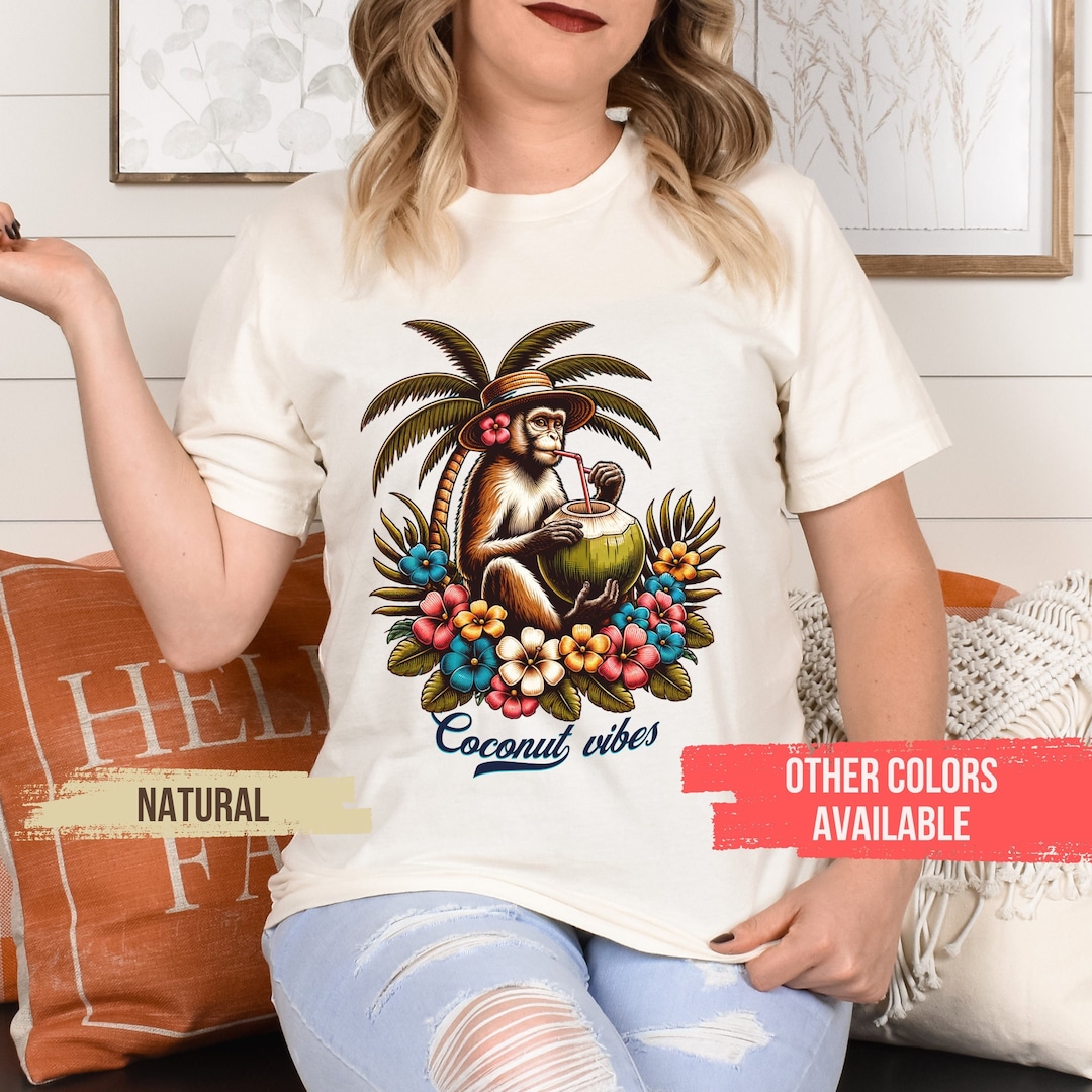 Coconut Shirt, Coconut Tshirt, Cute Graphic Retro T-shirt, Fruity Gift ...