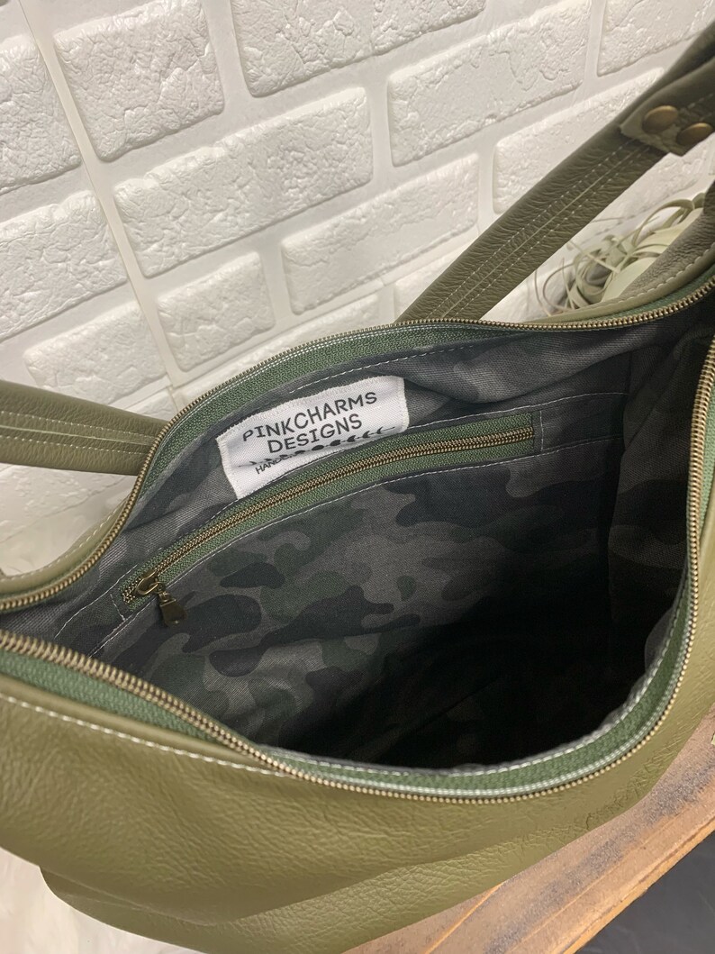 Olive Green Leather Hobo Bag Large Hobo Bag Olive Green - Etsy
