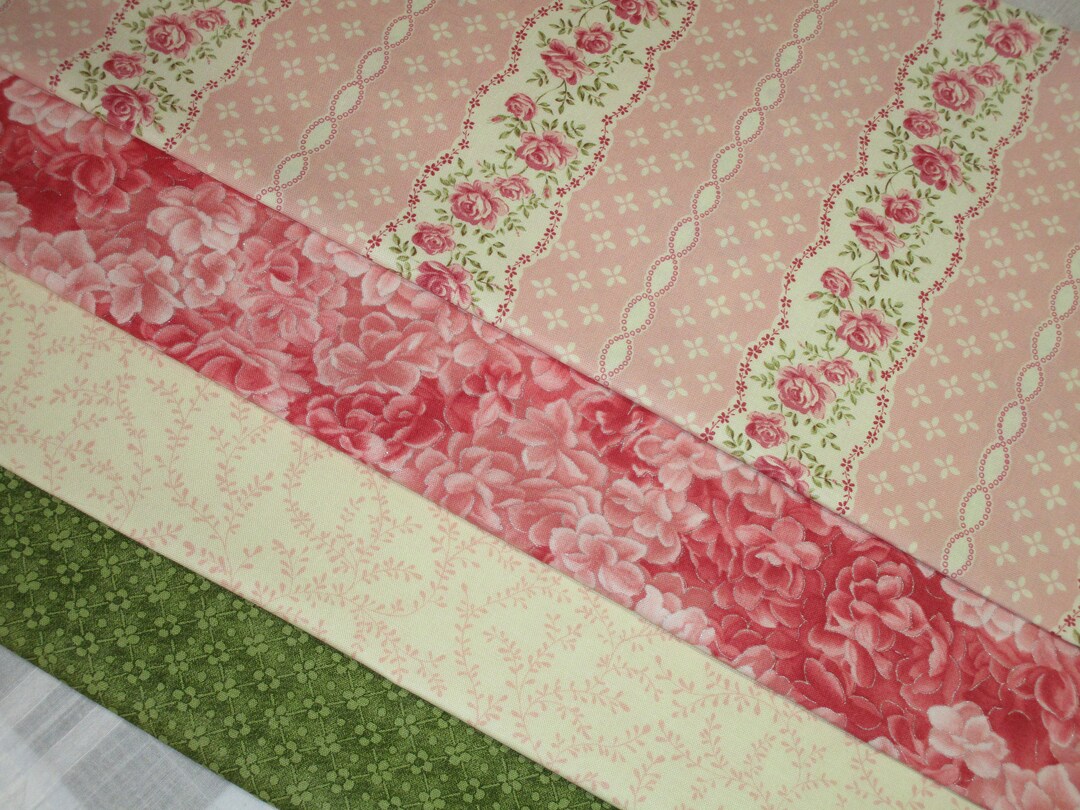 Free Shipping: Cotton Shabby Chic Floral Fabric Bundle/pink & Cream ...