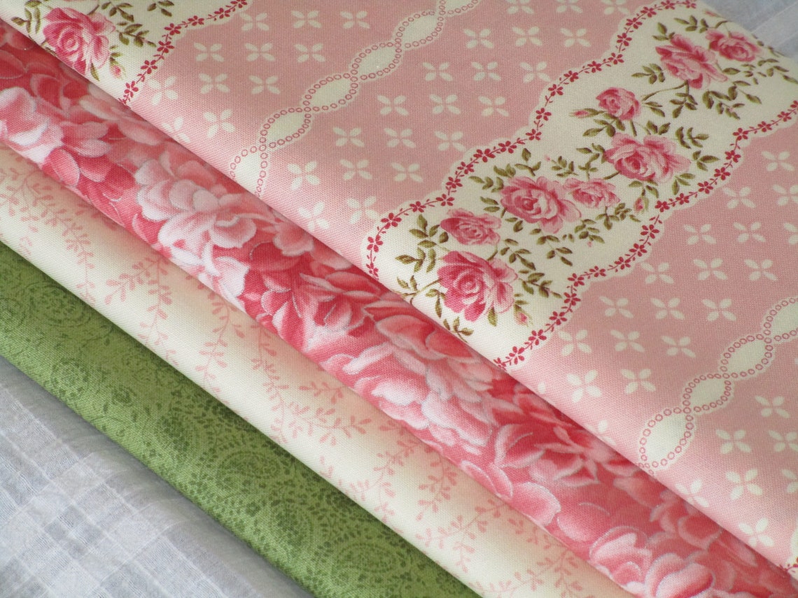 Free Shipping: Cotton Shabby Chic Floral Fabric Bundle/pink & - Etsy