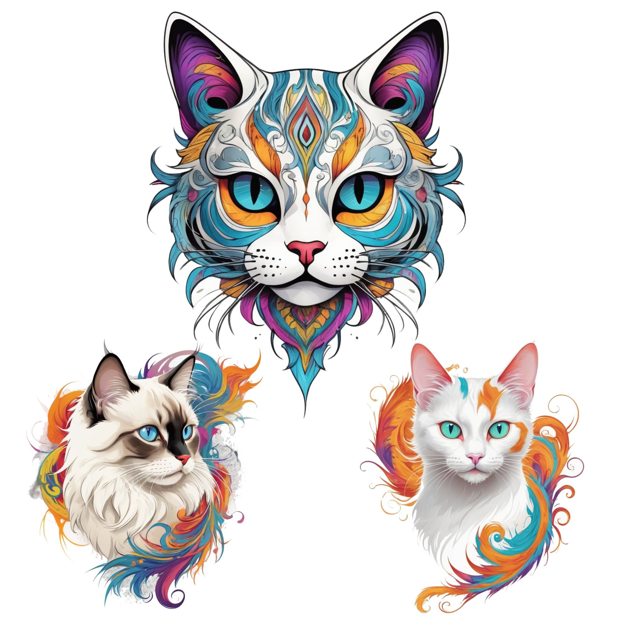 The World's Most Popular Cat Breeds - 200 Vibrant Tattoo Design Collection, Instant Download in ...