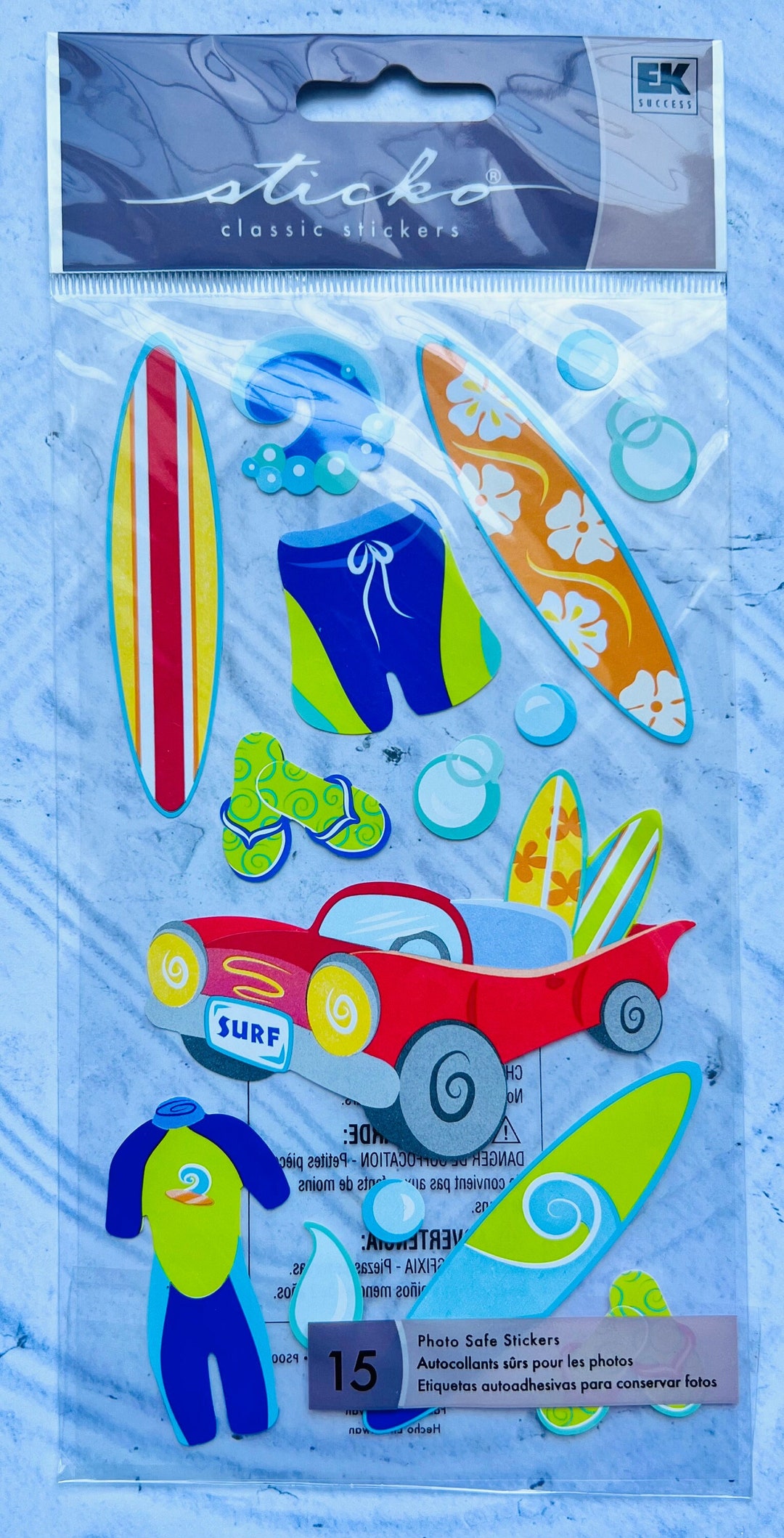 Surfing Sticko Classic Photo Safe Stickers Set of 15 From EK Success ...