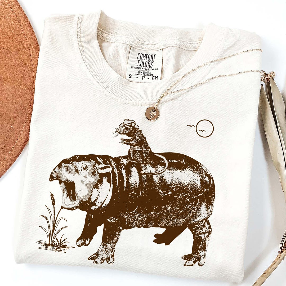Moo Deng and Rodent Shirts, Cute Baby Hippo Moo Deng Bouncy Pig in Thai ...