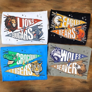 Custom Pennant House Divided Mascot Tee, College Competition Shirt, Two ...