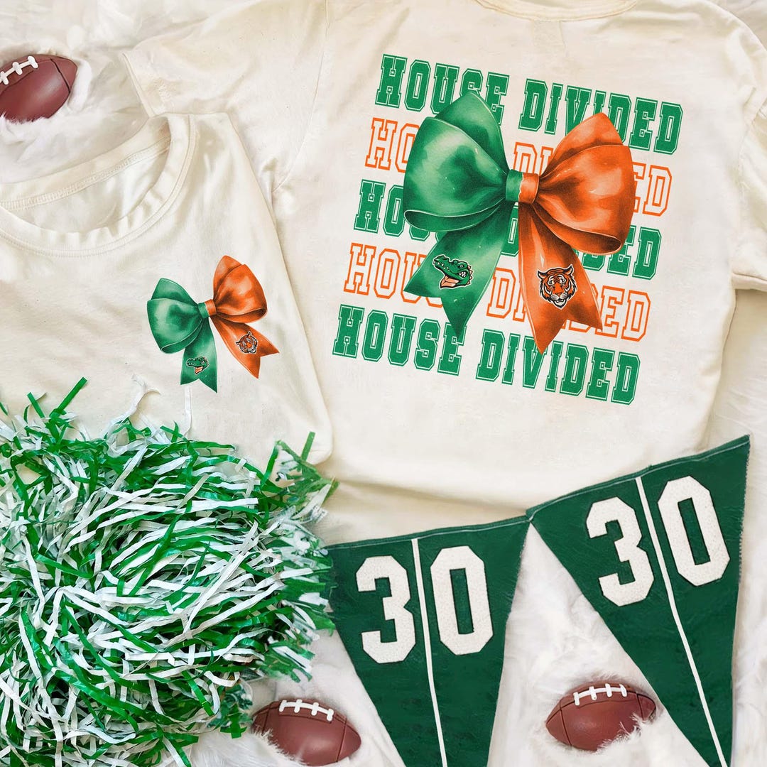 Custom House Divided Shirt, Personalized Two Sports Team Tee, Girly Bow ...