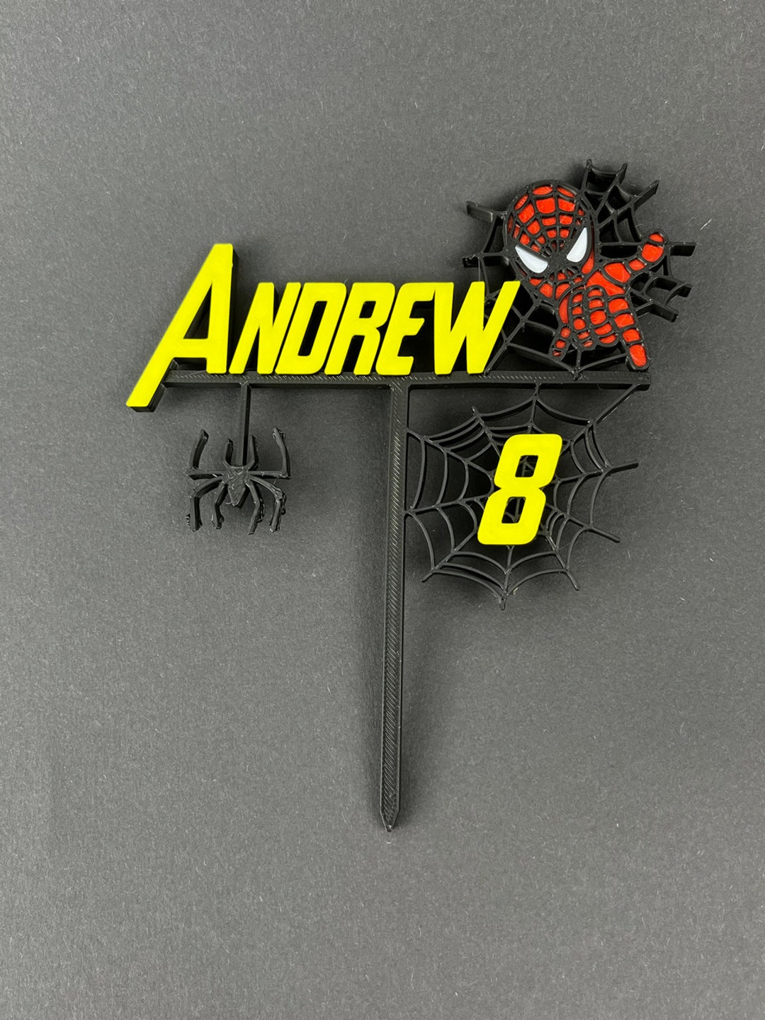 Personalised Spiderman Cake Toppers, Spider-man, Name Age Cake Topper ...