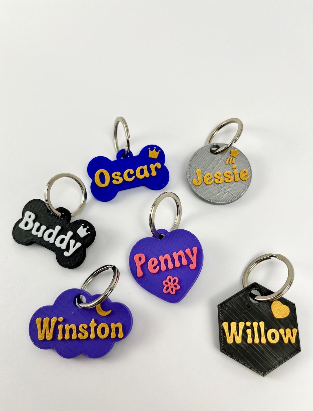 3D Printed Pet Collar Tag, Custom 3D Pet ID Name Tag, Name Tag for Pets ...