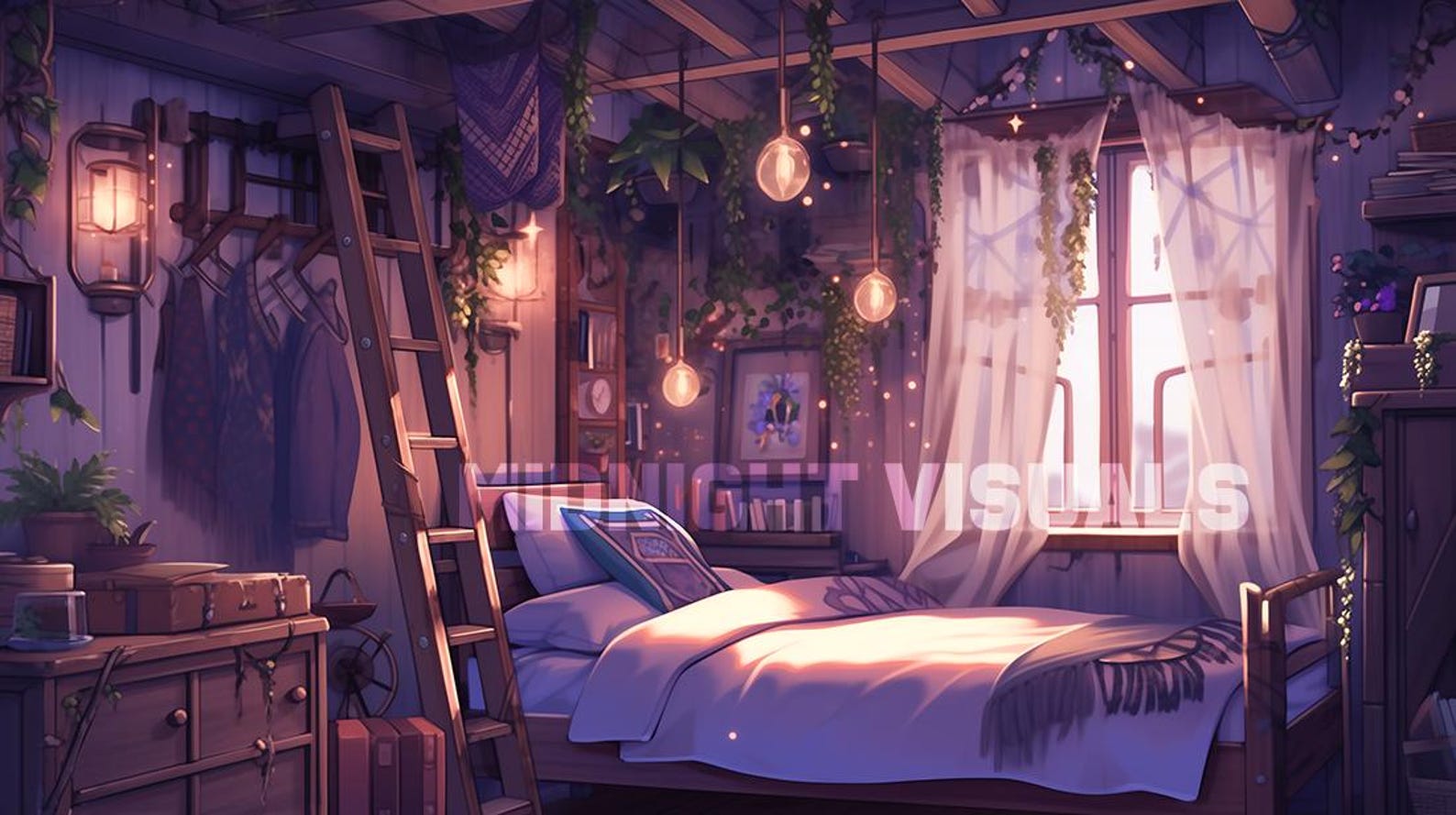 Animated Purple Treehouse Background | Stream Graphics | Vtuber Anime ...
