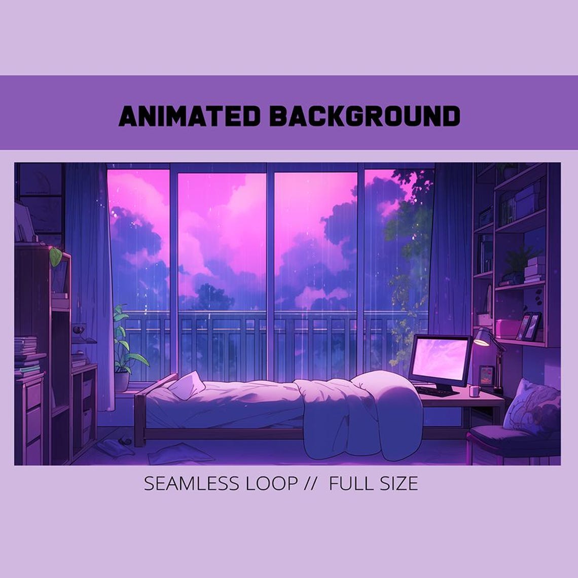 Animated Background | Purple Lofi Room | Twitch Intro Visual | Vtuber ...