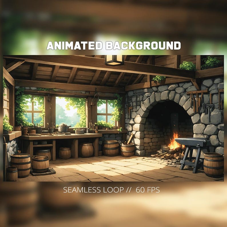 Animated Blacksmith Workshop Dnd Background, Vtuber Twitch Stream ...