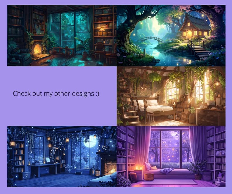 Animated Library Stream Background Twitch Screen: Cute Vtuber Reading ...