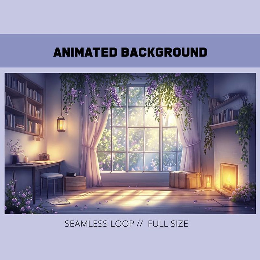Animated Purple Cozy Room Background | Lofi |twitch Intro Visual ...
