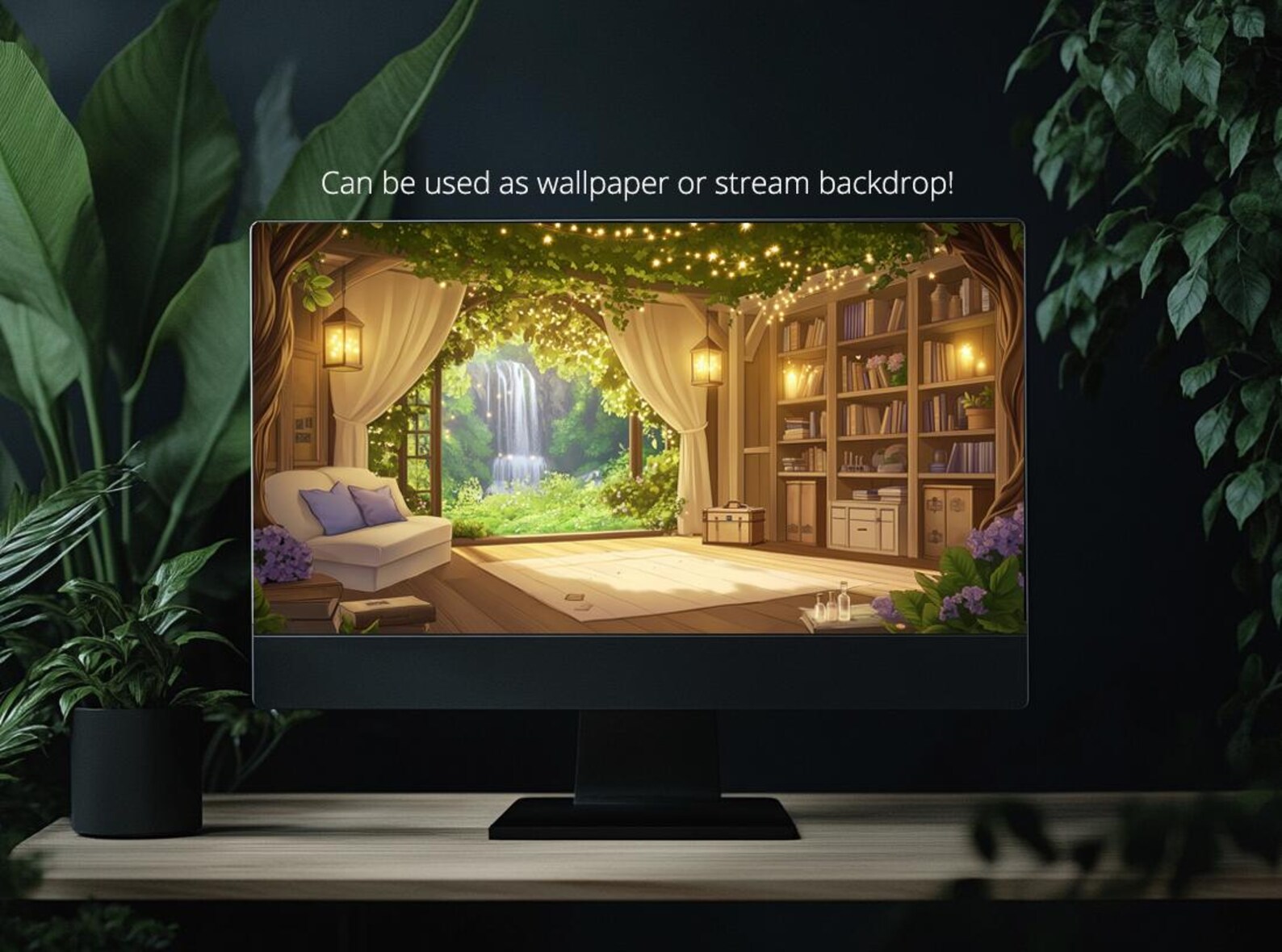 Cozy Treehouse Animated Stream Vtuber Background | Cottage Core Library ...