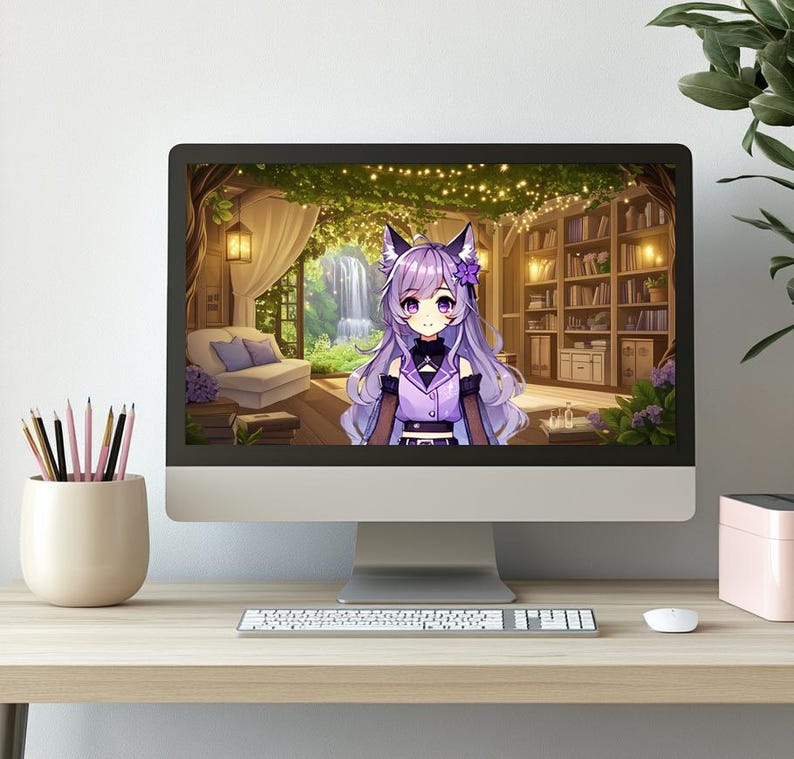 Cozy Treehouse Animated Stream Vtuber Background | Cottage Core Library ...